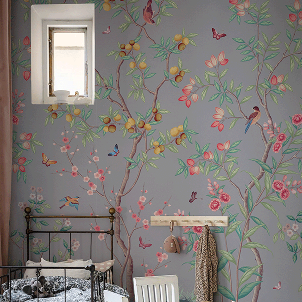 Custom Wallpaper Mural American Style Floral Bird | BVM Home
