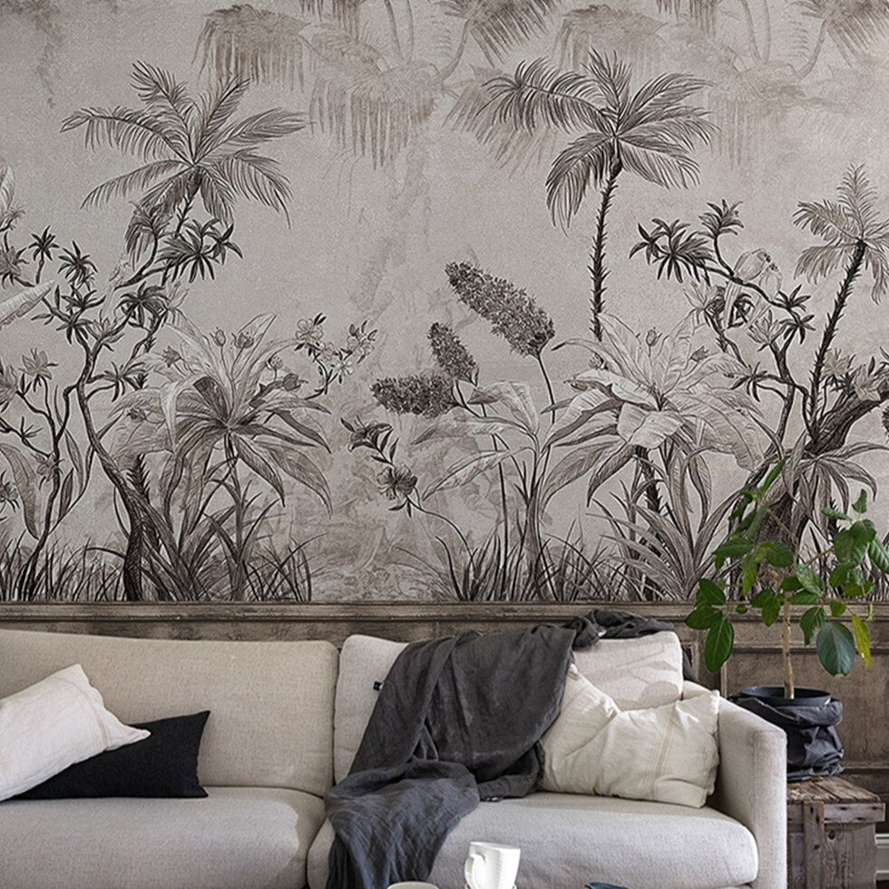 Custom Wallpaper Mural Retro Tropical Rainforest | BVM Home