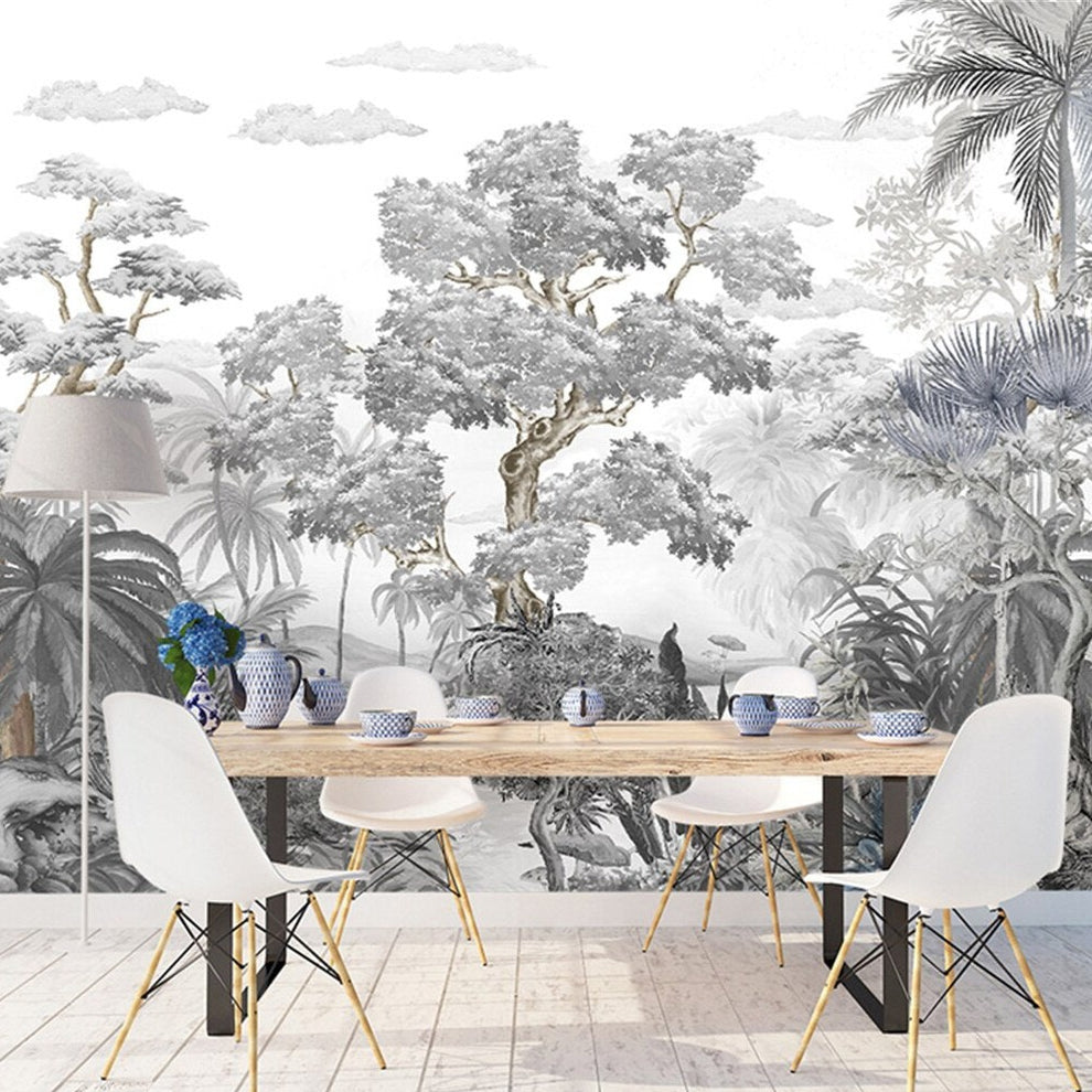 Custom Wallpaper Black and White Trees Mural | BVM Home