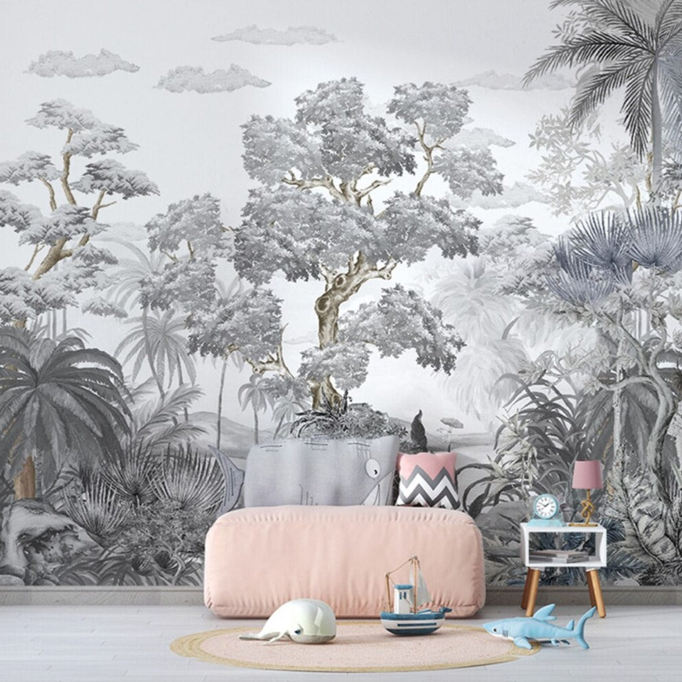 Custom Wallpaper Black and White Trees Mural | BVM Home