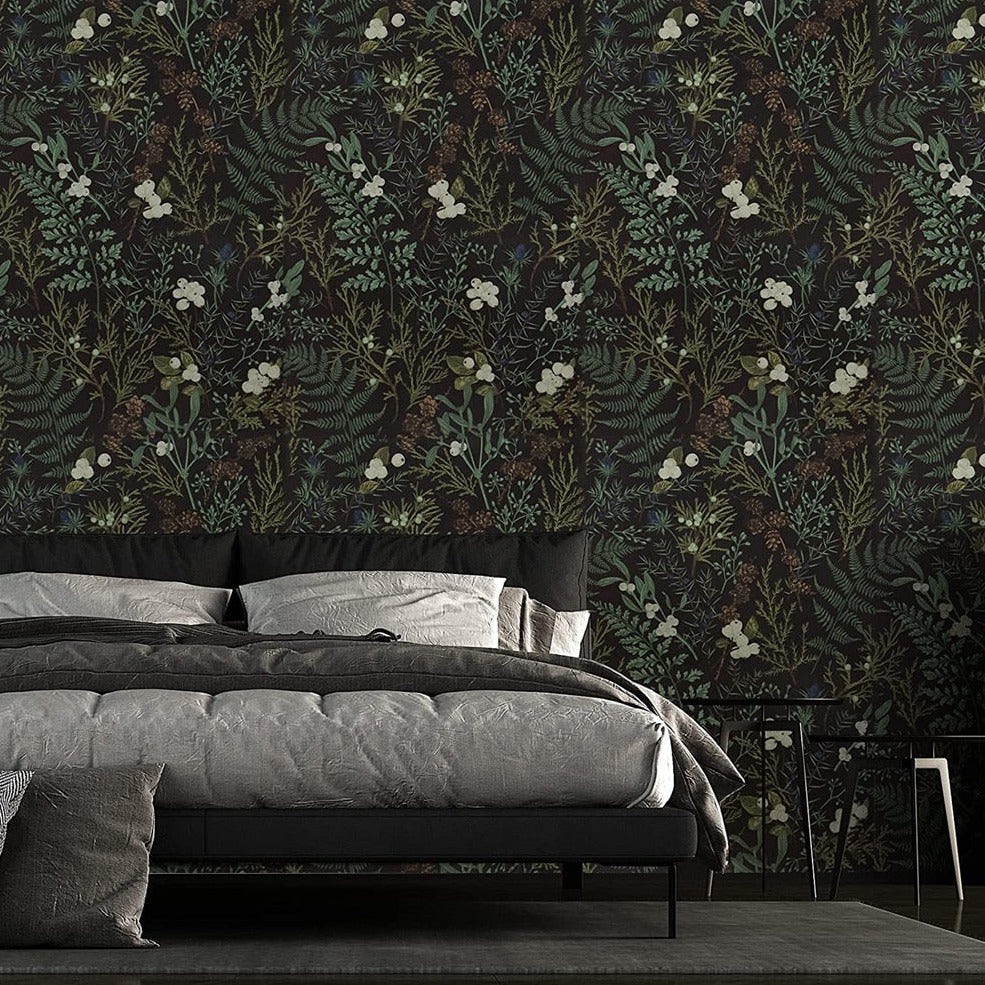 Custom Wallpaper Mural Pastoral Plant Leaves Flowers | BVM Home