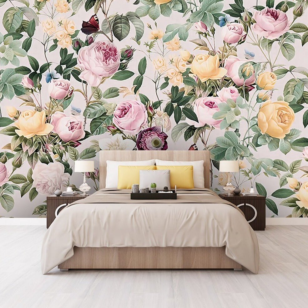 Custom Wallpaper Mural Bold Rose Peony Flowers | BVM Home