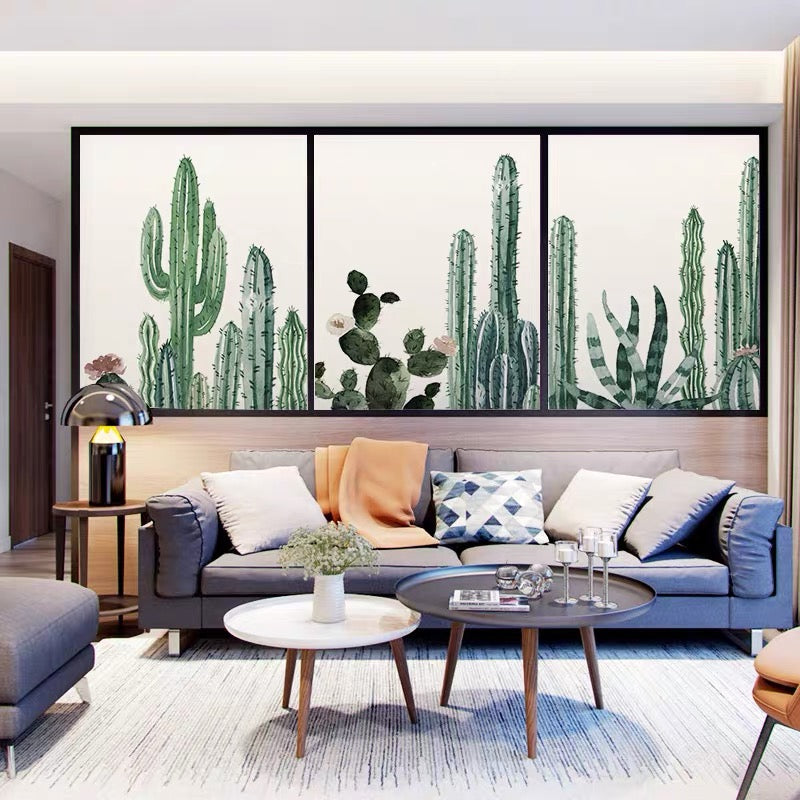 Glass Window Film Frosted Opaque Privacy Glass Films Cactus | BVM Home