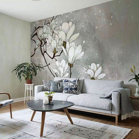 Large Flower Mural Wallpaper Custom Floral Wallcovering | BVM Home