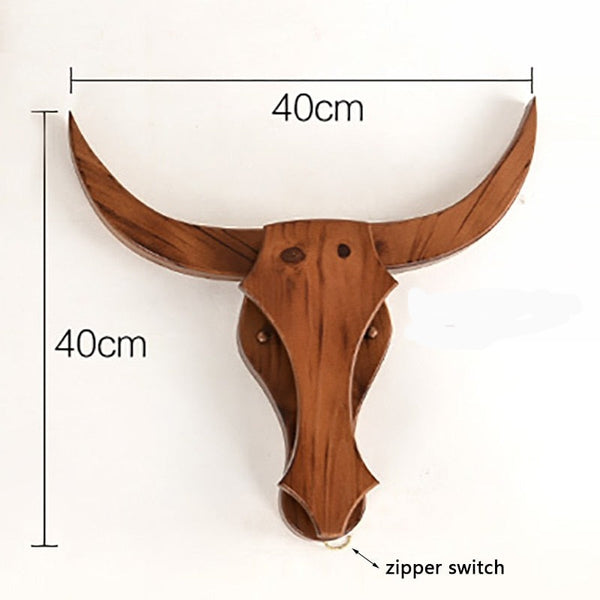 Loft Industrial Style Wall Lamp Retro Wood Bull Head | BVM Home