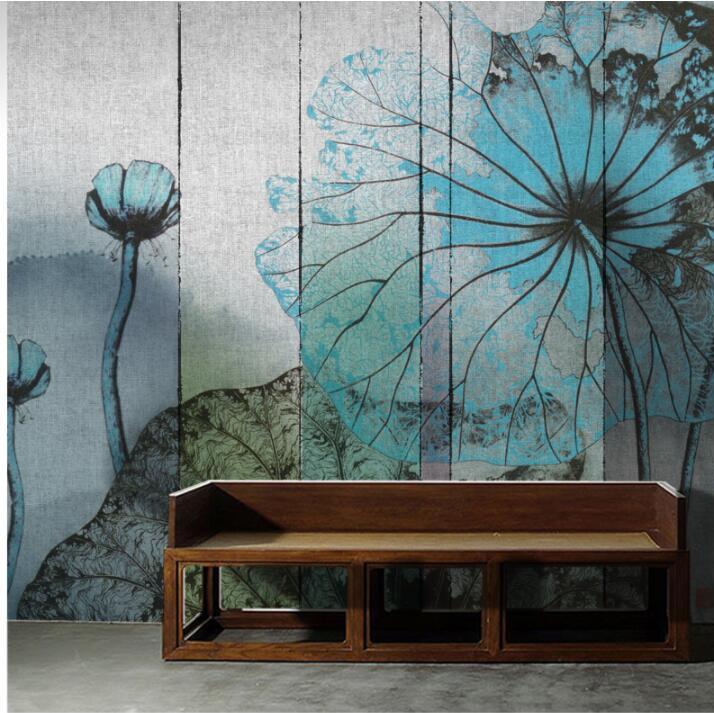 Retro Style Lotus Wallpaper Mural | BVM Home