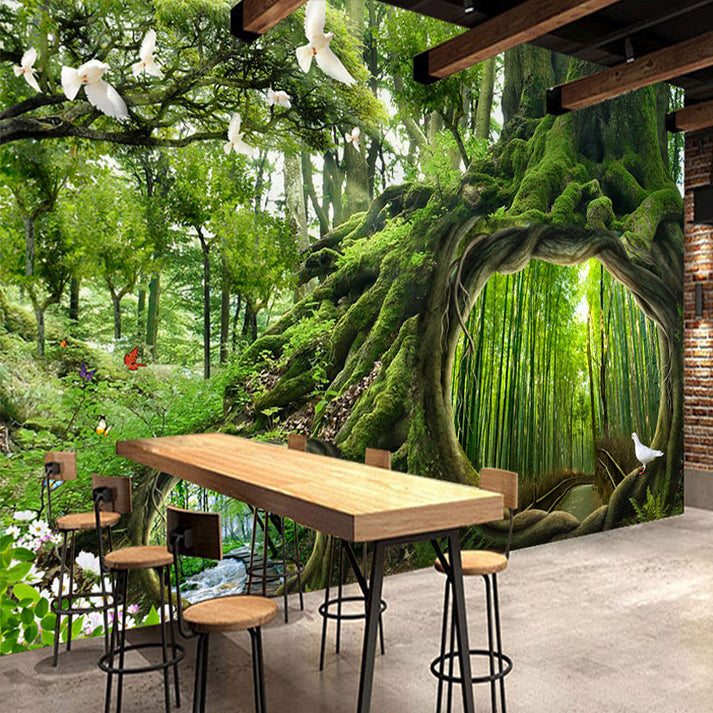 Custom Photo Wallpaper Mural Green Virgin Forest Tree | BVM Home