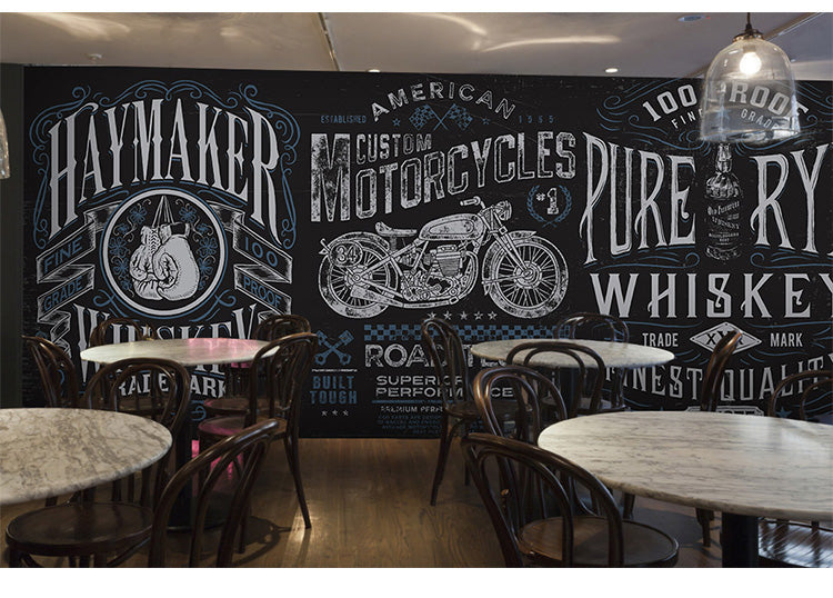 Retro Style Motorcycle Wall Mural for Restaurant Cafe Bar | BVM Home