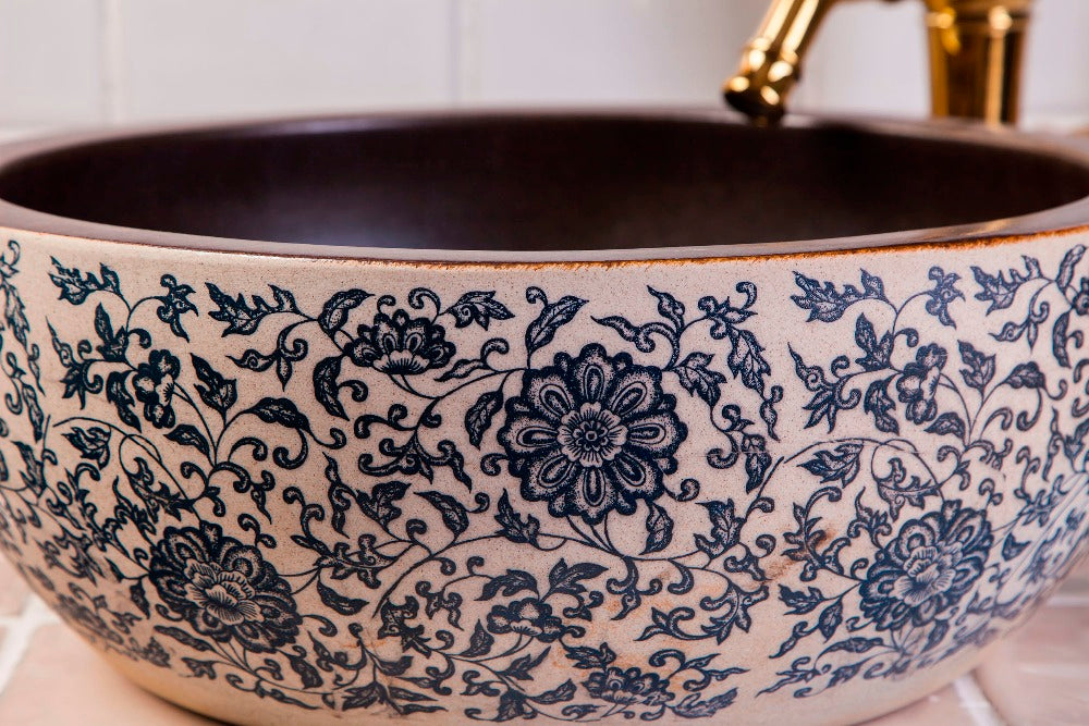 Chinese Porcelain Wash Basin Art Countertop Ceramic Sink | BVM Home