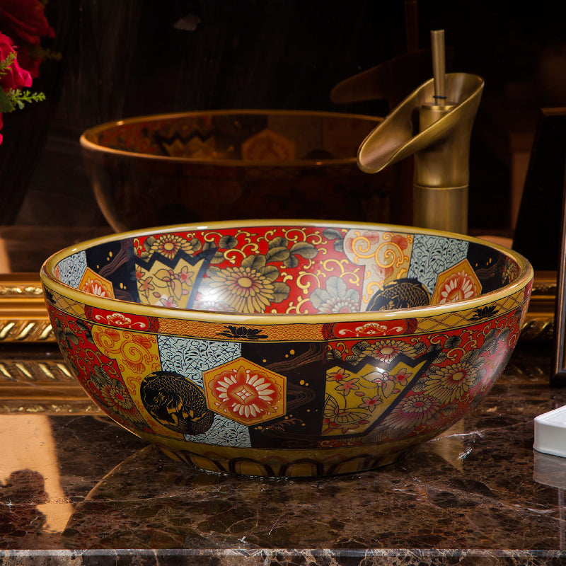 Chinese Art Porcelain Wash Basin Ceramic Countertop Sink | BVM Home