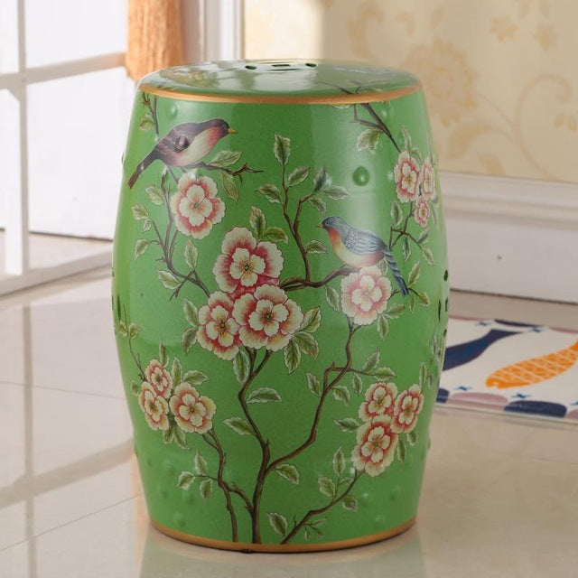 Chinese Ceramic Drum Stool Flower Bird Ceramic Drum Stool | BVM Home