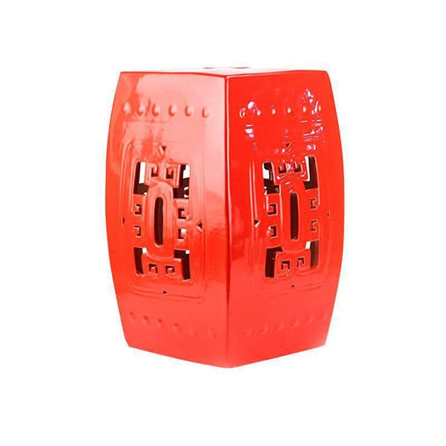 Ceramic Drum Stool Square Garden Stool Yellow Blue Red | BVM Home